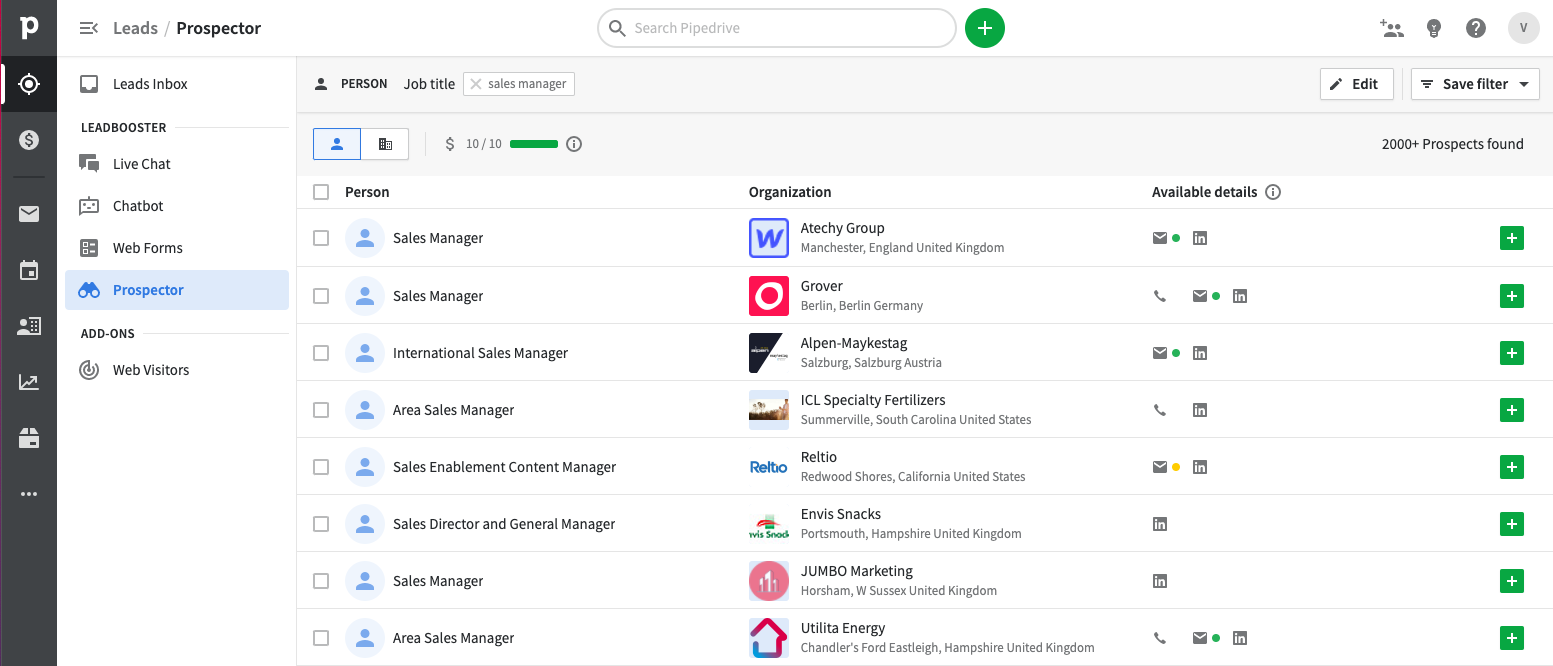 Prospector - Knowledge Base | Pipedrive